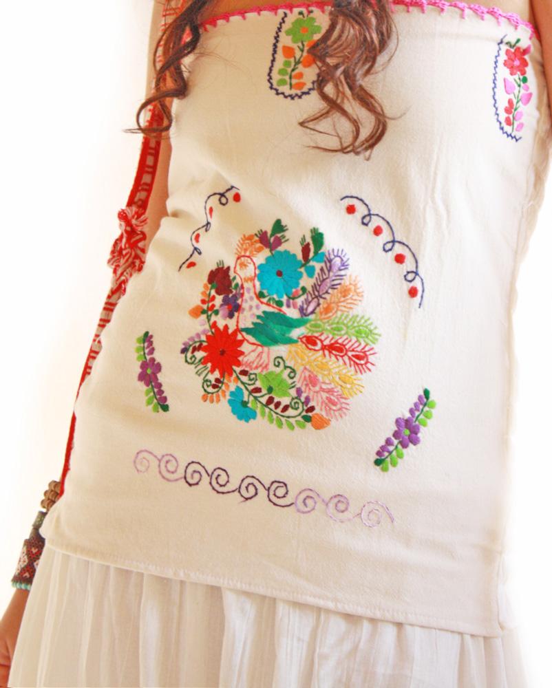 Handmade Mexican Dress from Aida Coronado Peacock Mexican embroidered ...